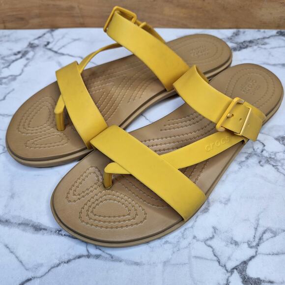 CROCS | Shoes | Crocs Tulum Toe Sandals Yellow Scrappy Thong Flip Flop ...